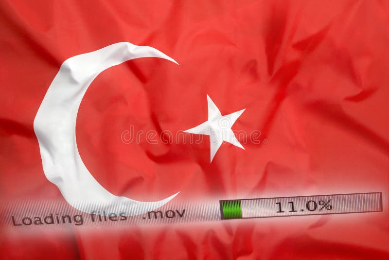 Downloading Files on a Computer, Turkey Flag Stock Image - Image of ...
