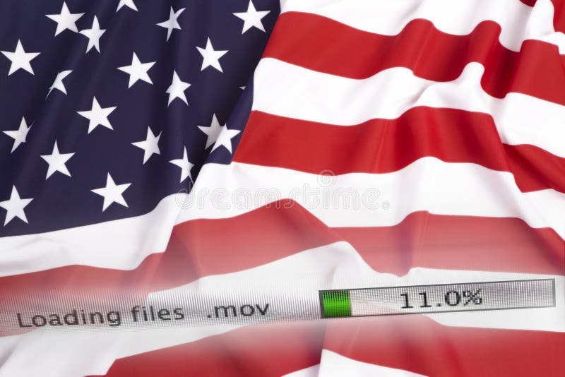 Downloading Files on a Computer, US Flag Stock Image - Image of safe ...