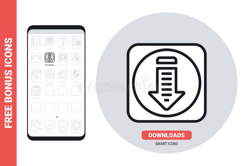 Downloads or Download Folder Application Icon for Smartphone, Tablet ...