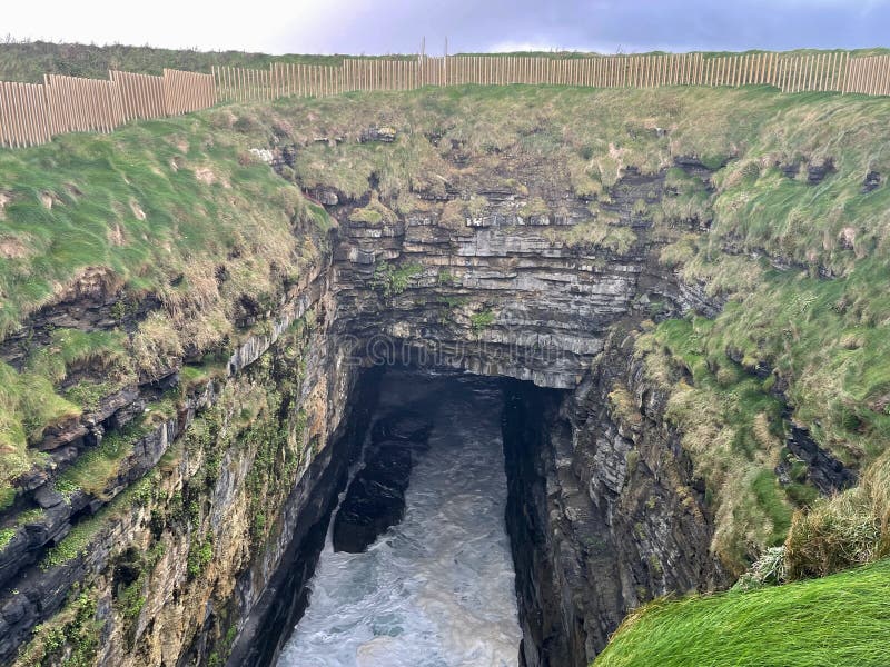 Down Patrick Head Blowhole, County Mayo, Ireland Stock Photo - Image of ...