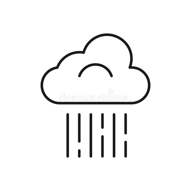 Downpour Line Icon There is a Cloud with Vertical Rain Isolated Just on ...