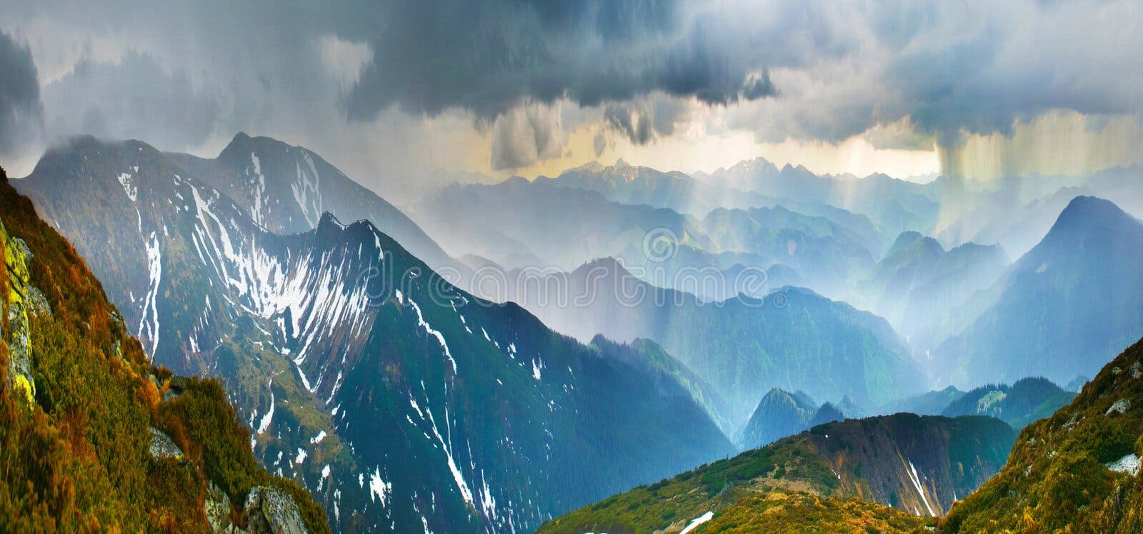 Rain in mountains stock image. Image of heavy, clouds - 55656969