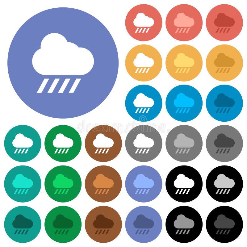 Downpour Weather Round Flat Multi Colored Icons Stock Vector ...