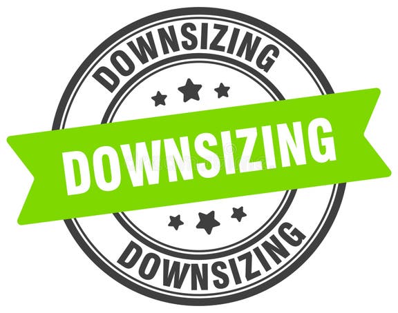 Downsizing Stamp. Downsizing Label on Transparent Background. Round ...