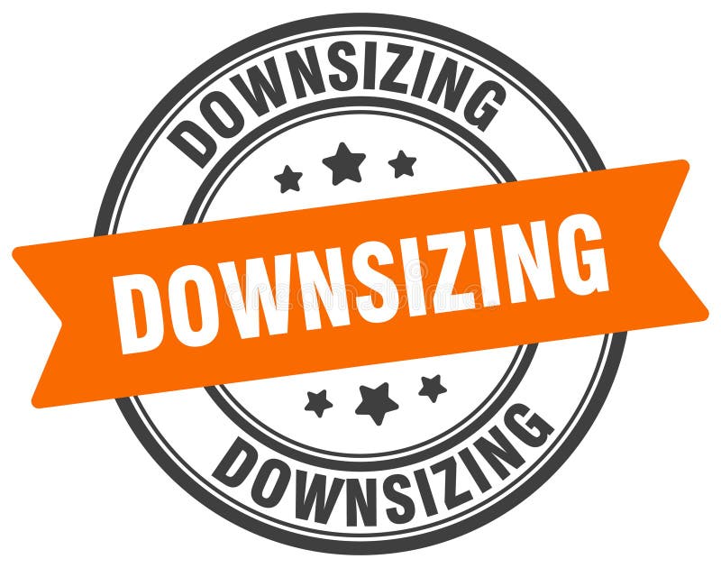 Downsizing Stamp. Downsizing Label on Transparent Background. Round ...