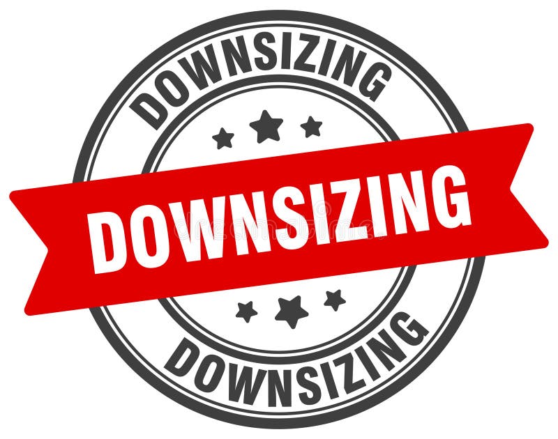 Downsizing Stamp. Downsizing Label on Transparent Background. Round ...