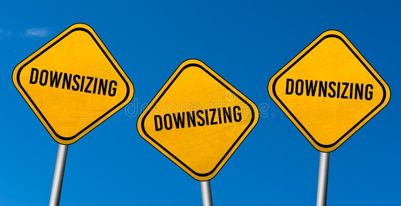 Downsizing - Yellow Signs with Blue Sky Stock Illustration ...