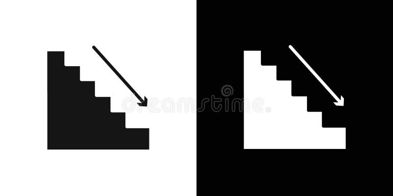 Downstairs Icon Flat Vector Set Outline Stock Vector - Illustration of ...