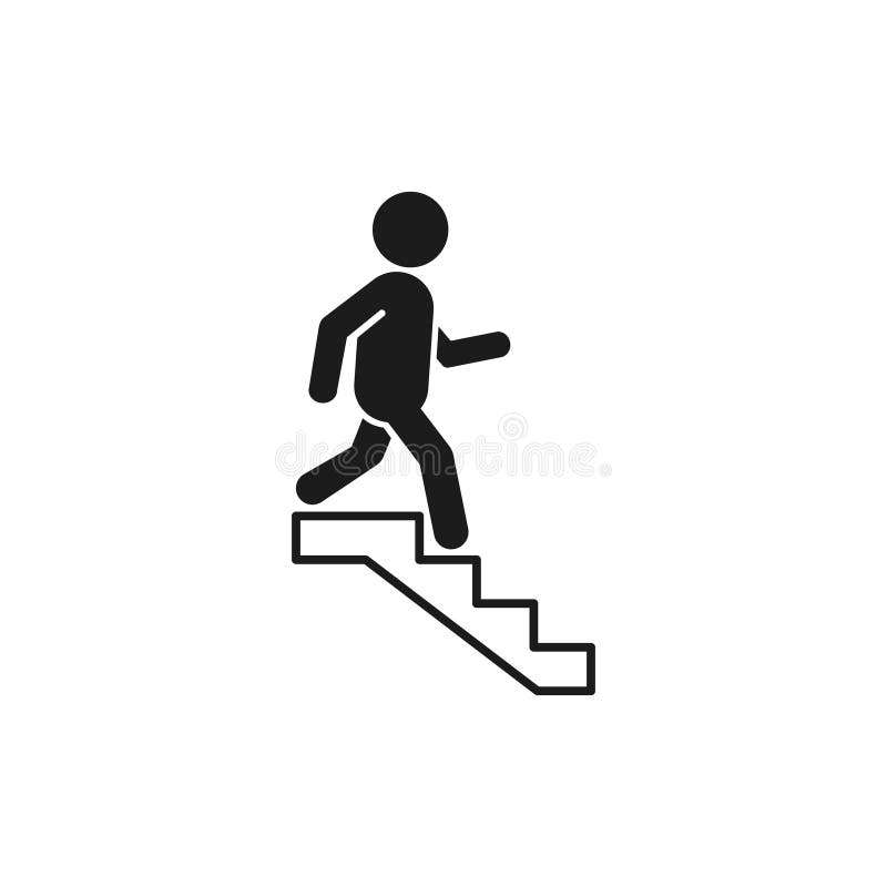 Downstairs Icon Sign. Walking Man in the Stairs Flat Design Stock ... Downstairs Icon Sign. Walking Man in the Stairs Flat Design Stock ...