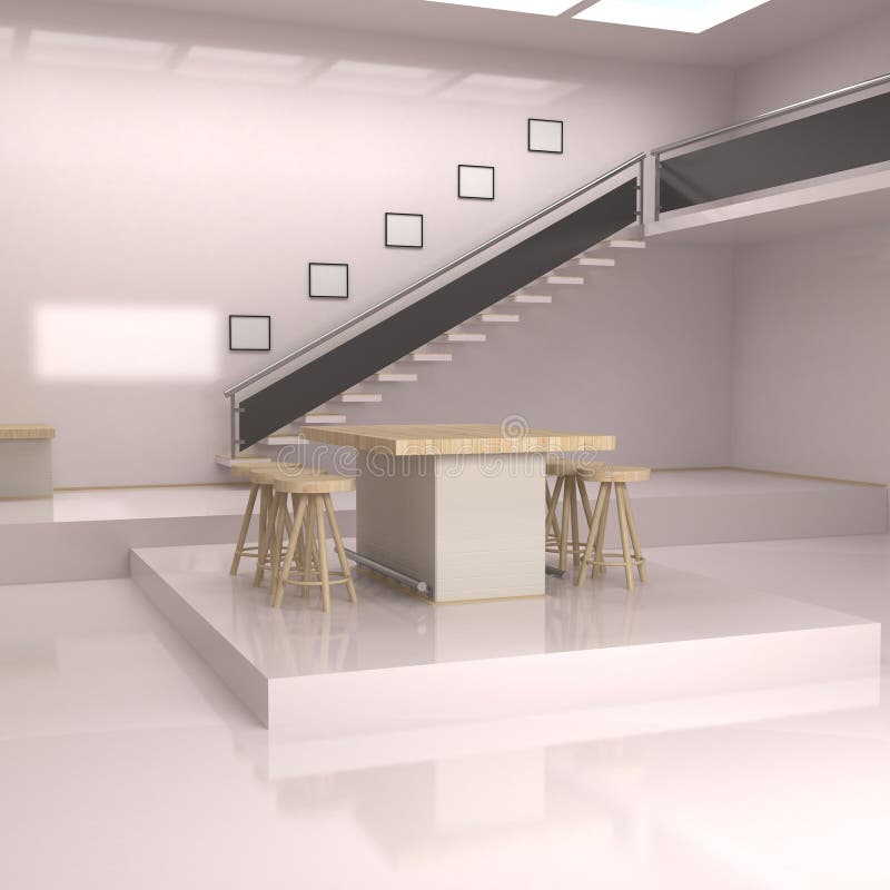 Downstairs in Modern House stock illustration. Illustration of counter ...