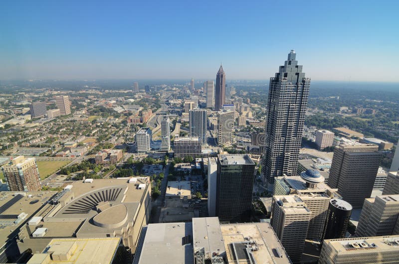 Atlanta Traffic and Skyline at Sunrise Sunset Stock Image - Image of ...