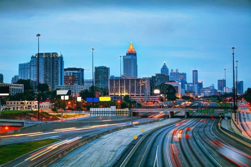 Downtown Atlanta, Georgia stock image. Image of highway - 74118537