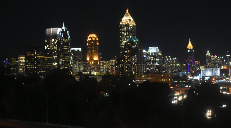 Atlanta at night editorial stock photo. Image of traffic - 26480773