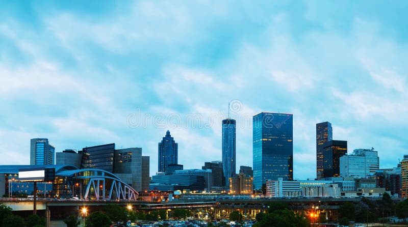 Nightscape of Atlanta stock image. Image of night, architecture - 2046529