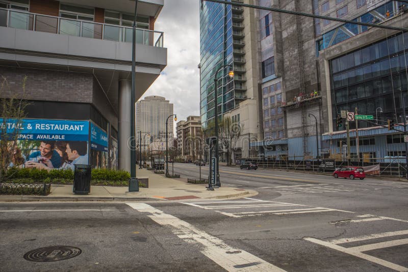 Downtown Atlanta No Traffic on Empty Streets Editorial Image - Image of ...