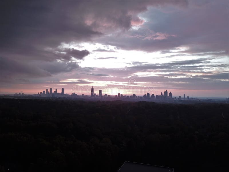 Downtown Atlanta Pink Cloudy Sunset Stock Photo - Image of amazing ...