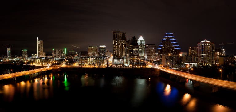 Downtown Austin Texas Cityscape at Night Stock Image - Image of ...