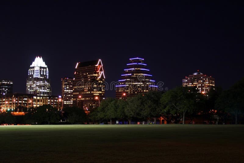 Downtown Austin, Texas at Night Stock Photo - Image of capitol, fast ...