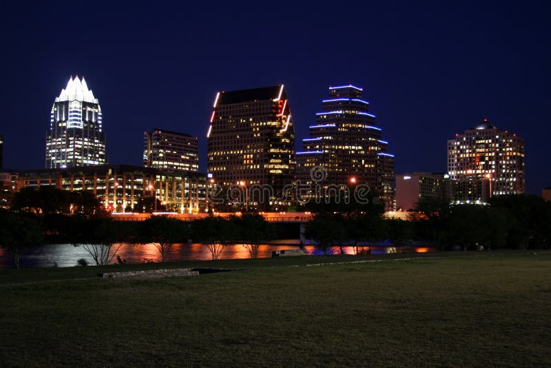 Downtown Austin, Texas at Night Stock Photo - Image of buildings ...