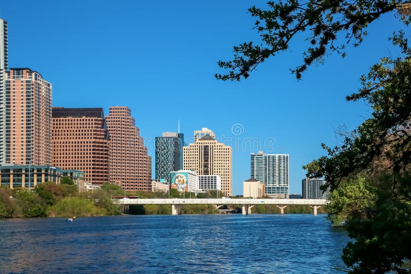 Downtown Austin Texas Skyline and Colorado River Stock Photo - Image of ...