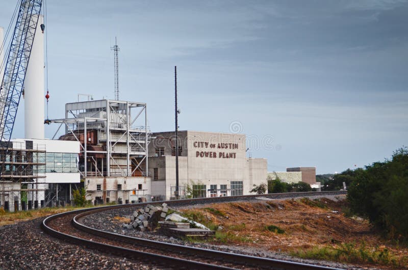 City of Austin power plant editorial photography. Image of sunset ...