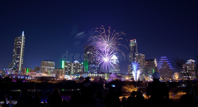 Downtown Austin, Tx Fireworks Stock Photo - Image of explode, downtown ...
