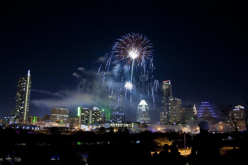 Downtown Austin, Tx Fireworks Stock Image - Image of fire, explosion ...