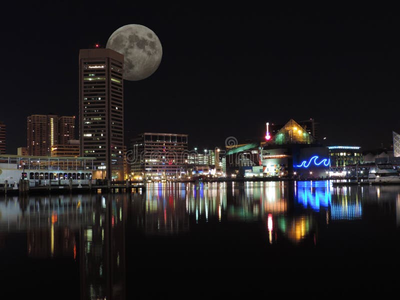 Baltimore Harbor Night Panorama Stock Image - Image of calm, harbor: 754961