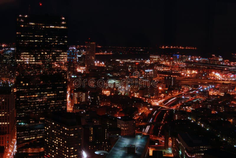 Downtown Boston at Night stock photo. Image of stream - 4368638