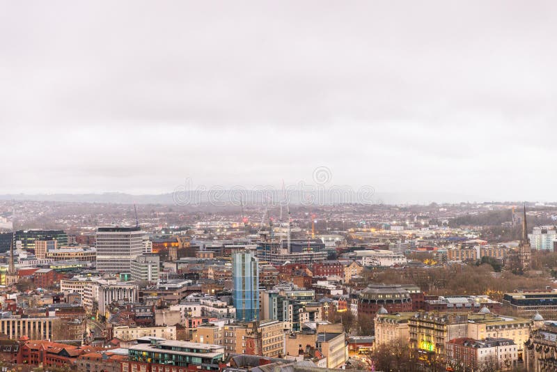 Downtown of Bristol, View from the Top Cabot Tower, England Stock Image ...