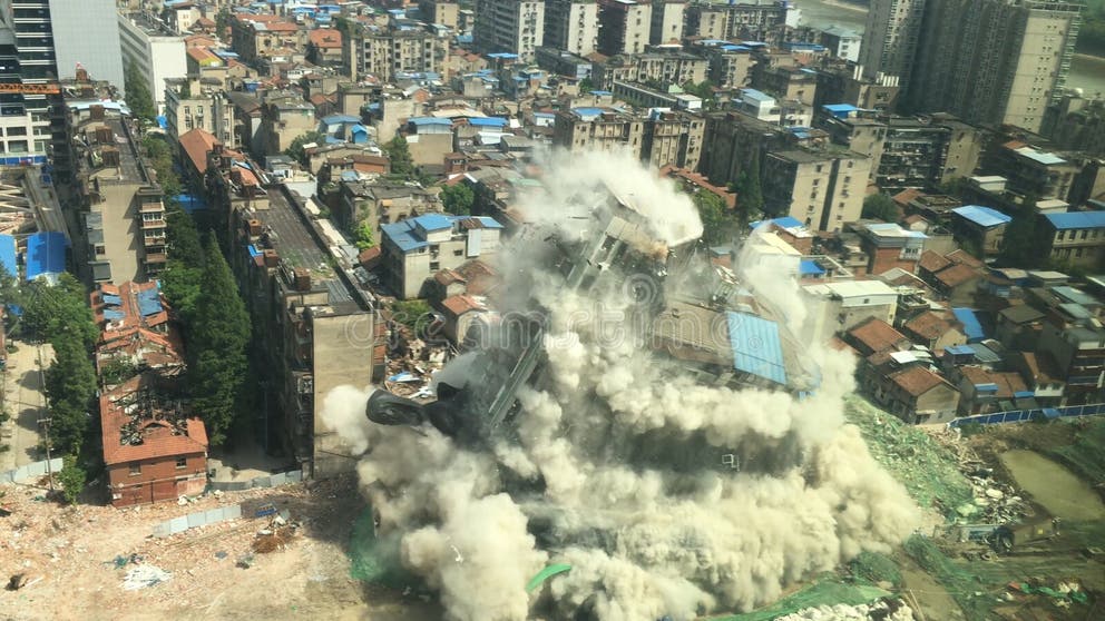 Downtown Building Demolition by Implosion Stock Photo - Image of ...