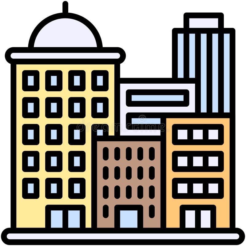 Downtown Building Icon, Winter City Related Vector Stock Vector ...