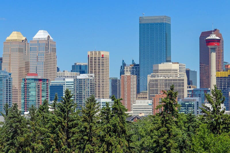 Downtown Calgary in Alberta Canada with a Blue Sky Editorial Photo ...