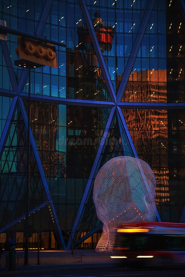 Downtown Calgary Architecture at Night Editorial Photography - Image of ...