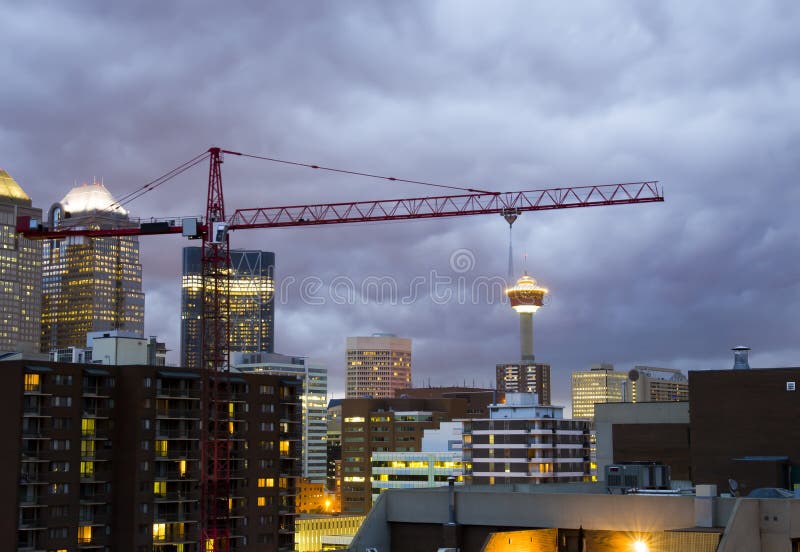 Downtown Calgary Construction. Construction is a Common Sight in Stock ...