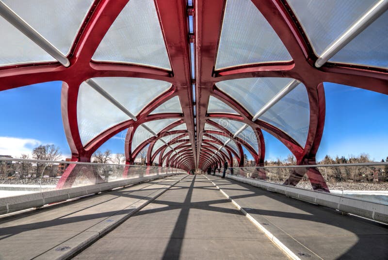 Downtown Calgary Iconic Peace Bridge Editorial Photography - Image of ...