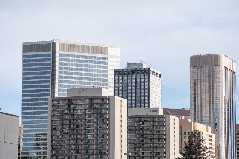 Downtown Calgary Skyline with Office and Residential Towers Stock Photo ...