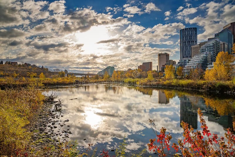 Downtown Calgary Views from an Autumn Park Stock Image - Image of ...