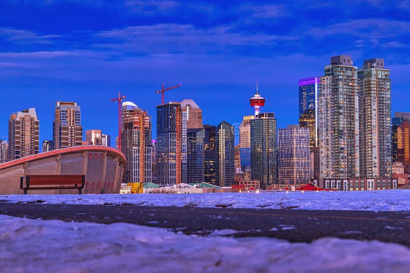 Downtown Calgary Views from a Winter Park Stock Image - Image of ...