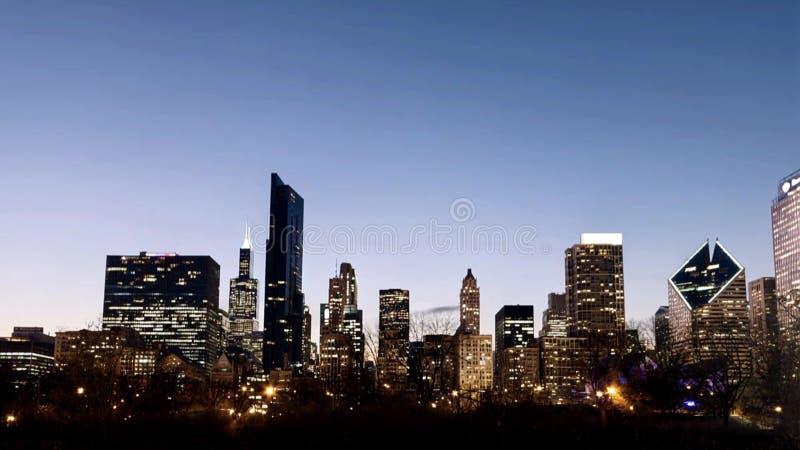 Downtown Chicago. the Amazing Night View of the Light of Chicago ...