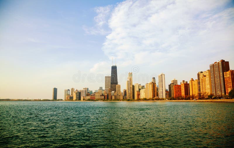 Downtown Chicago, IL in the Morning Stock Image - Image of famous ...