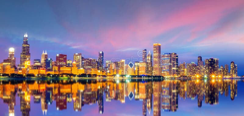 Downtown Chicago Skyline Cityscape in USA Stock Photo - Image of ...