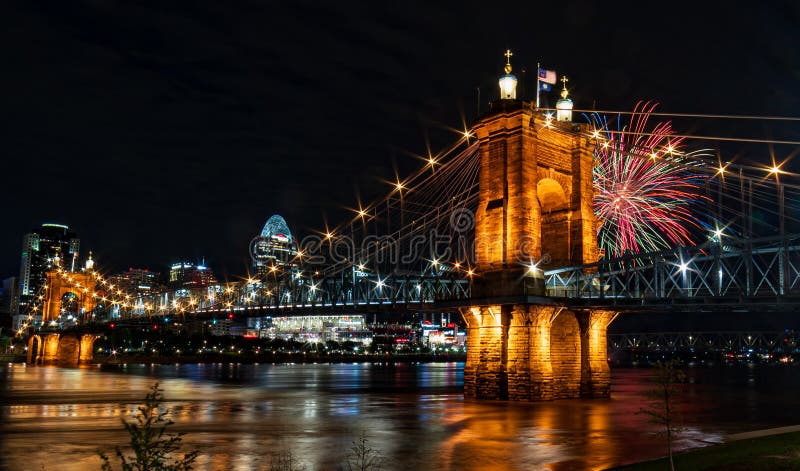 Downtown Cincinnati Ohio Fireworks Editorial Photography - Image of ...
