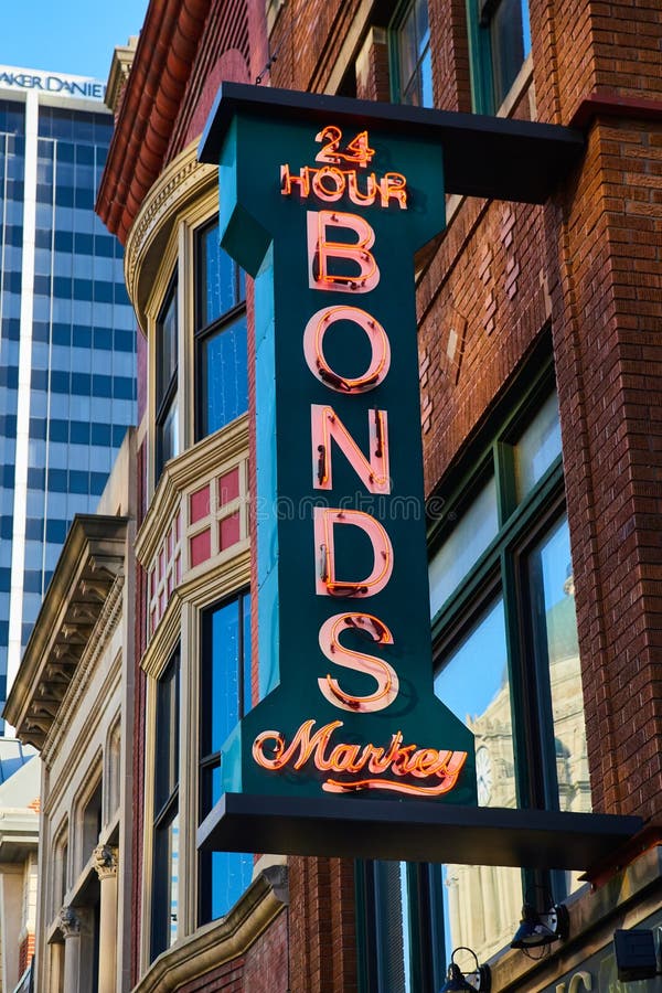Downtown City Signage for Bonds Editorial Photography - Image of brick ...