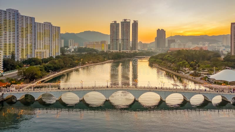 Downtown Cityscape at Dusk with Skyline, Bridge Dec 24 2023 Editorial ...