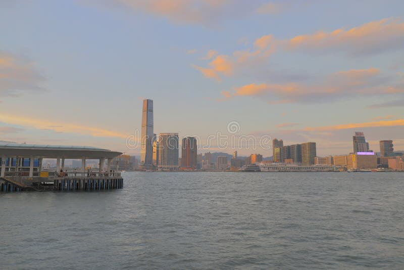 A Downtown Cityscape View Over Water at Pier Stock Image - Image of ...