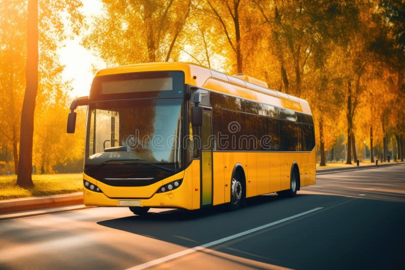 Downtown Commute: Bus in the City. Stock Illustration - Illustration of ...