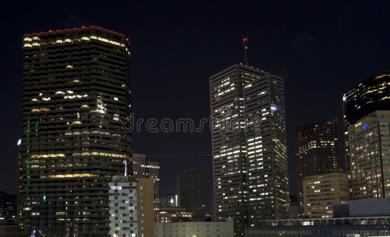 Downtown Dallas Night Scenes Stock Photo - Image of buildings ...
