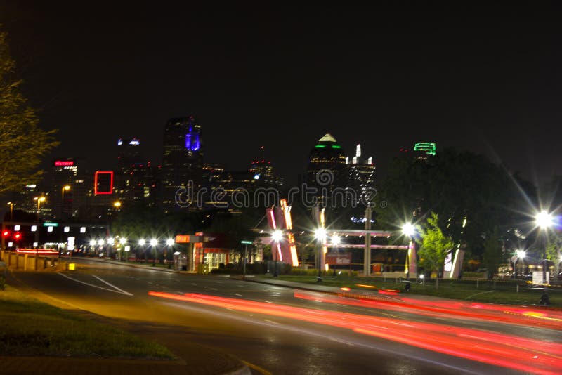 Night Time in Dallas and Slow Shutter Speed Stock Photo - Image of ...