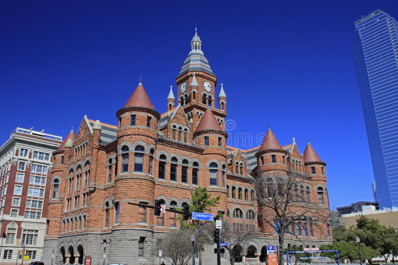 Downtown Dallas with Old Red Courthouse Museum Editorial Image - Image ...